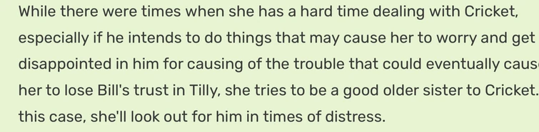 Does Tilly actually care about Cricket? | Fandom