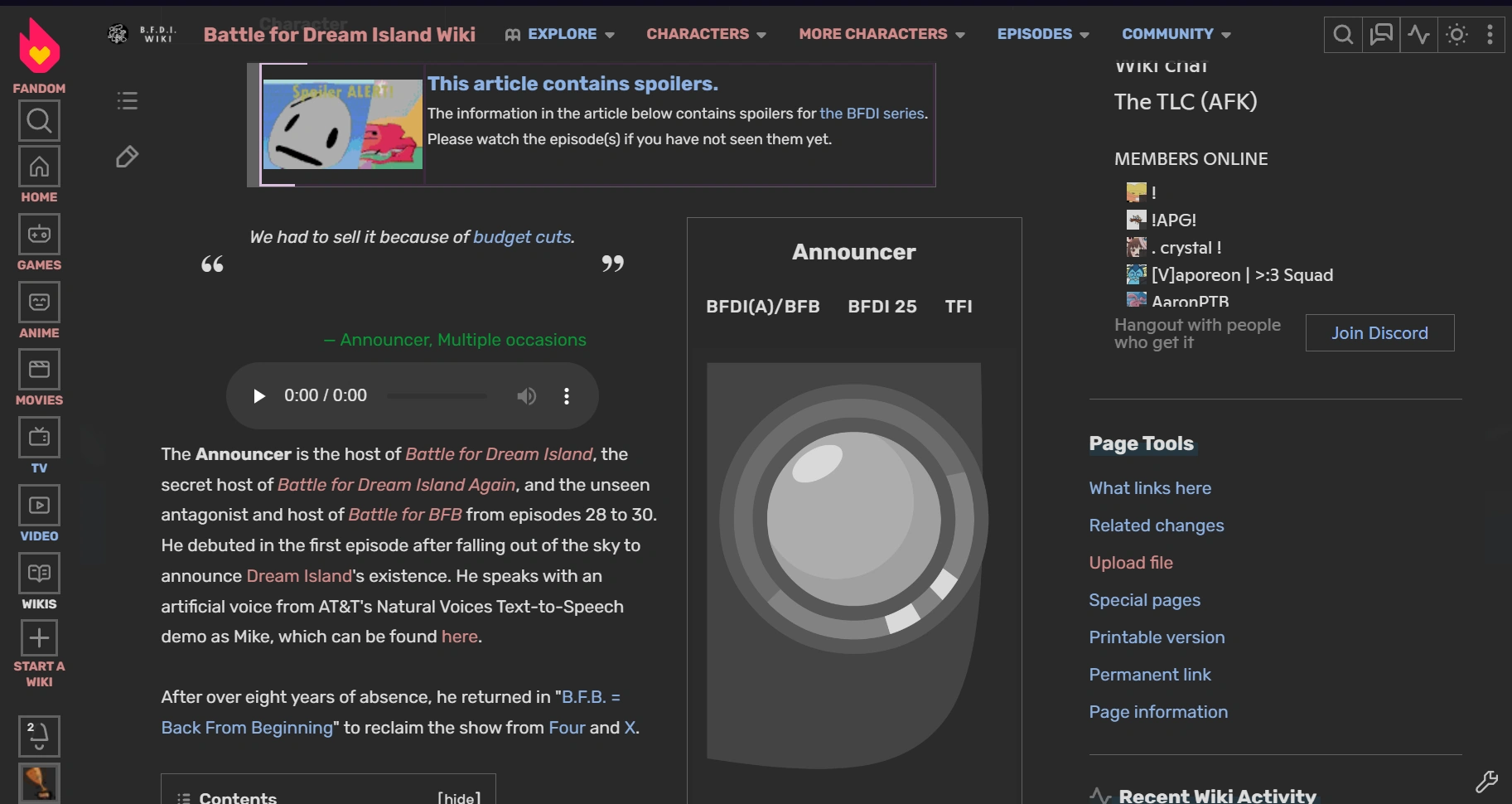 the announcer | Fandom