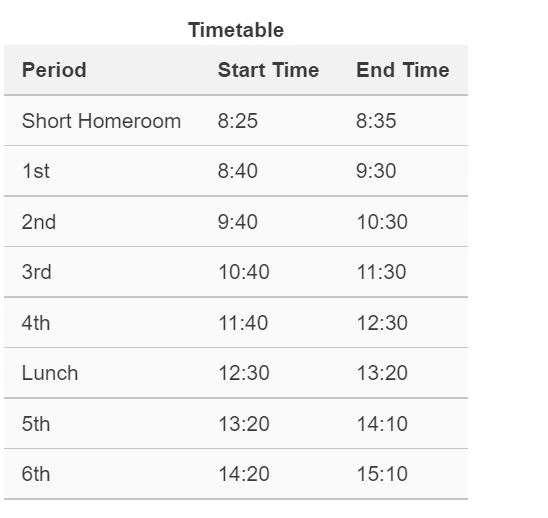 UA High School Schedule | Fandom