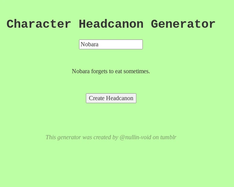 Character headcanon generator!!! | Fandom