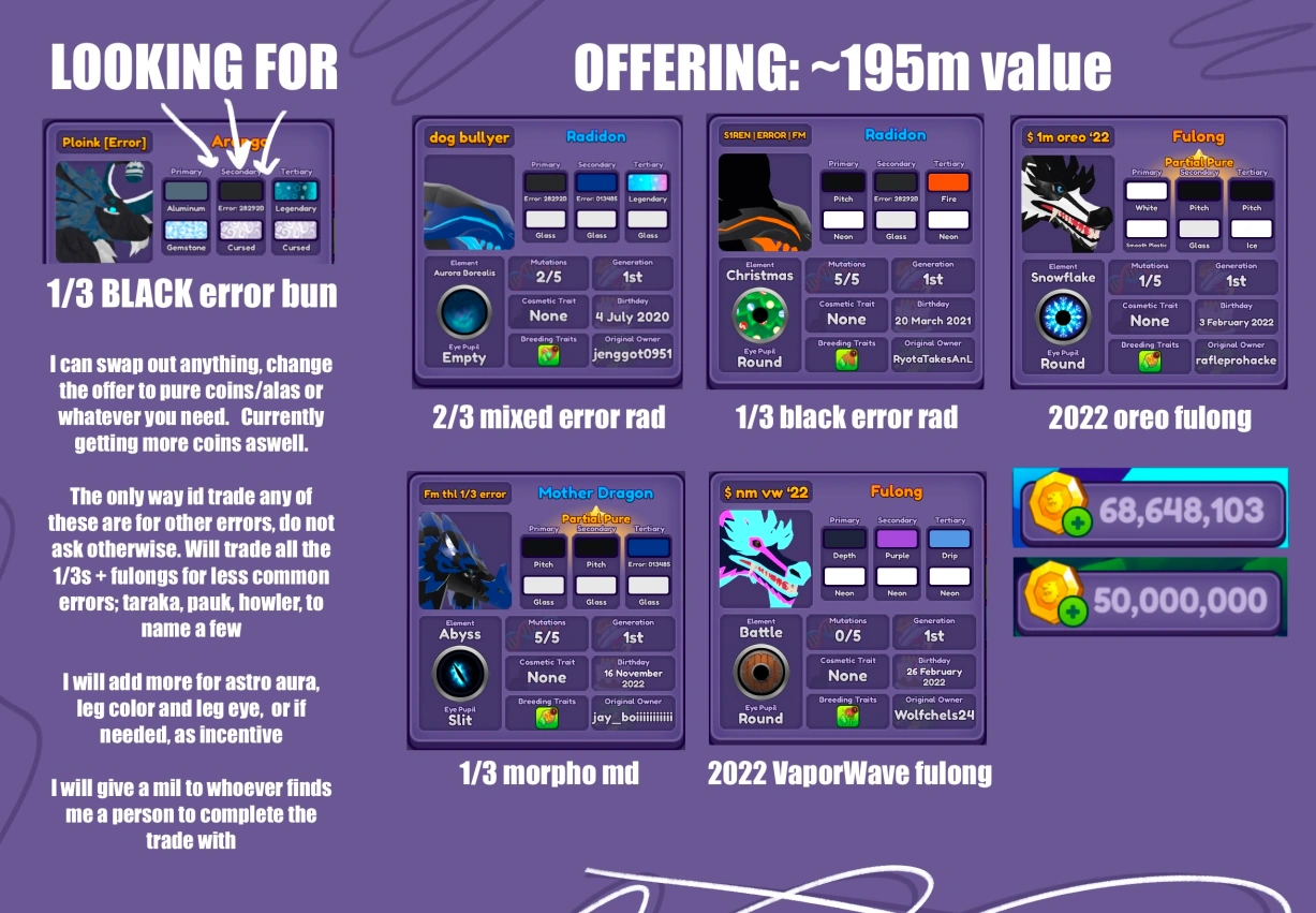 LOOKING FOR BLACK ERROR BUN (giving a mil to whoever helps me complete the trade) | Fandom