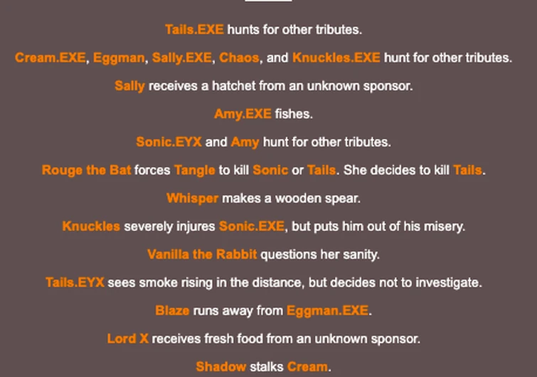 SONIC hunger games | Fandom