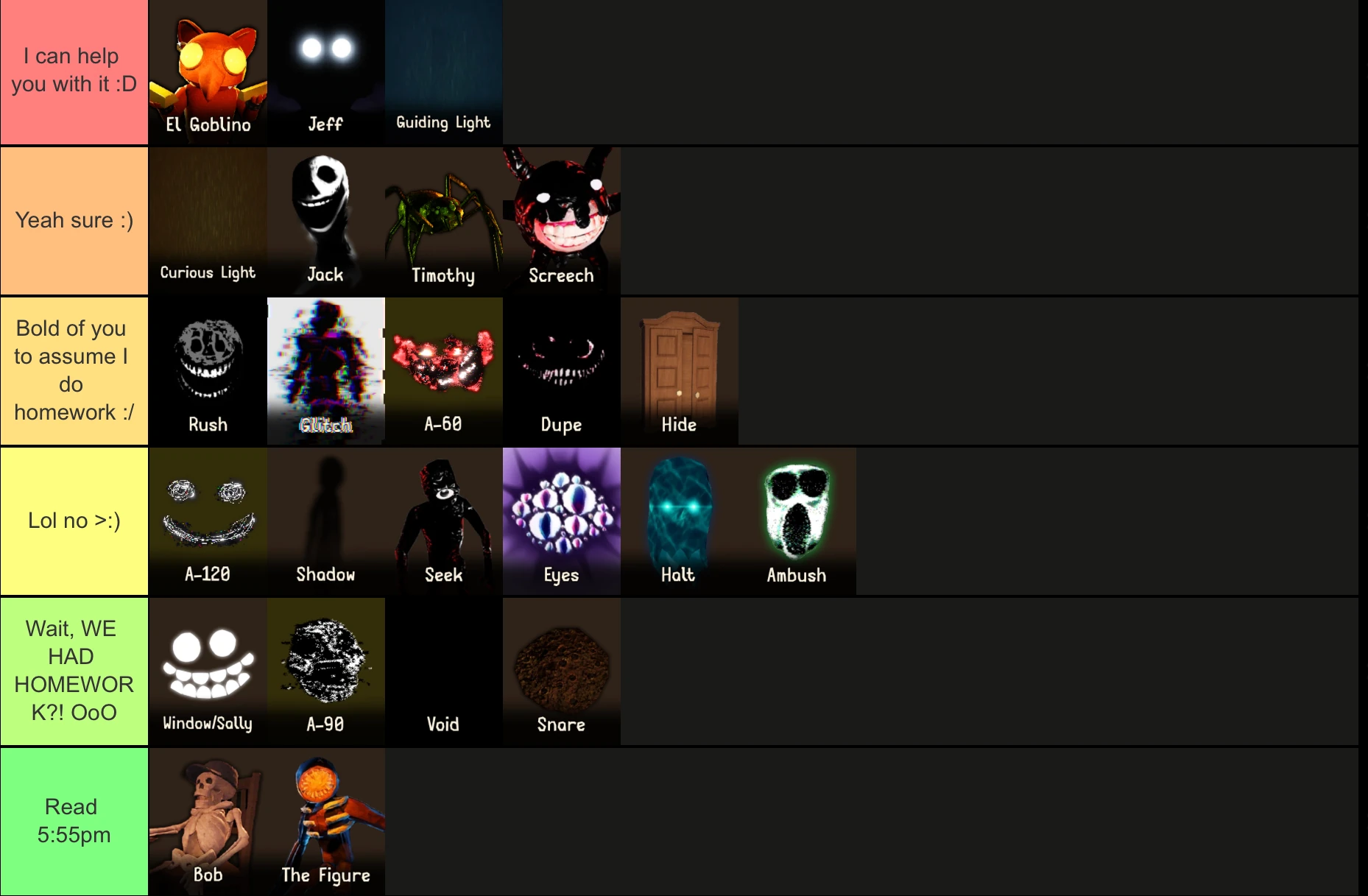 Did a tier list of the entities for if I was to text them, “Can I copy ...