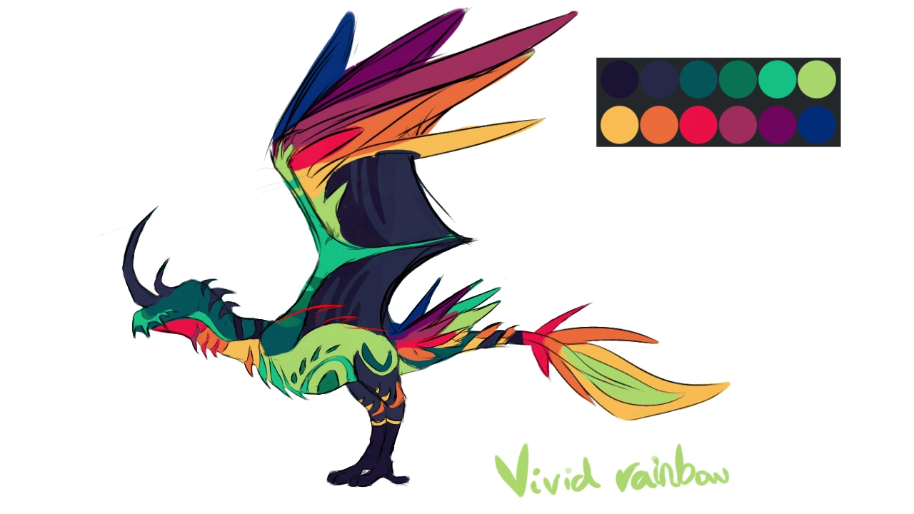 Vivid rainbow palette as a creature concept | Fandom