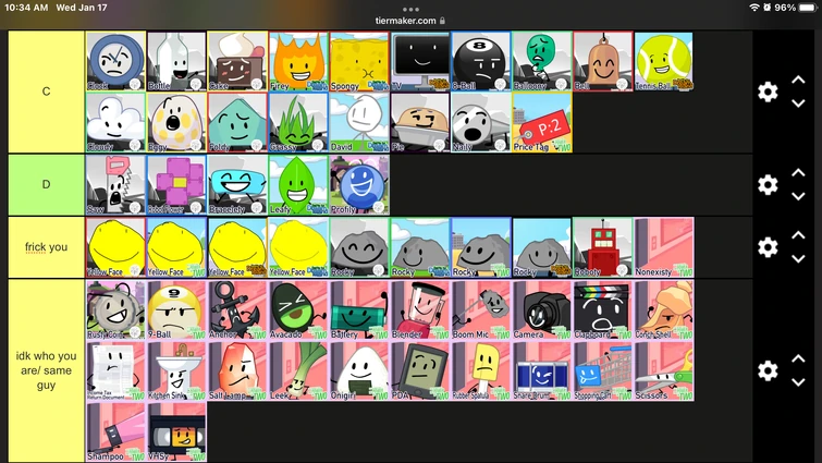 ranking bfdi characters | Fandom