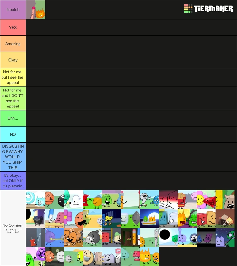 I made a new BFDI tierlist maker go use it | Fandom