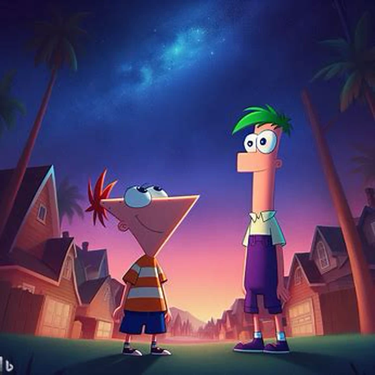 Some AI Art of Phineas and Ferb Looking Up at the Night Sky | Fandom