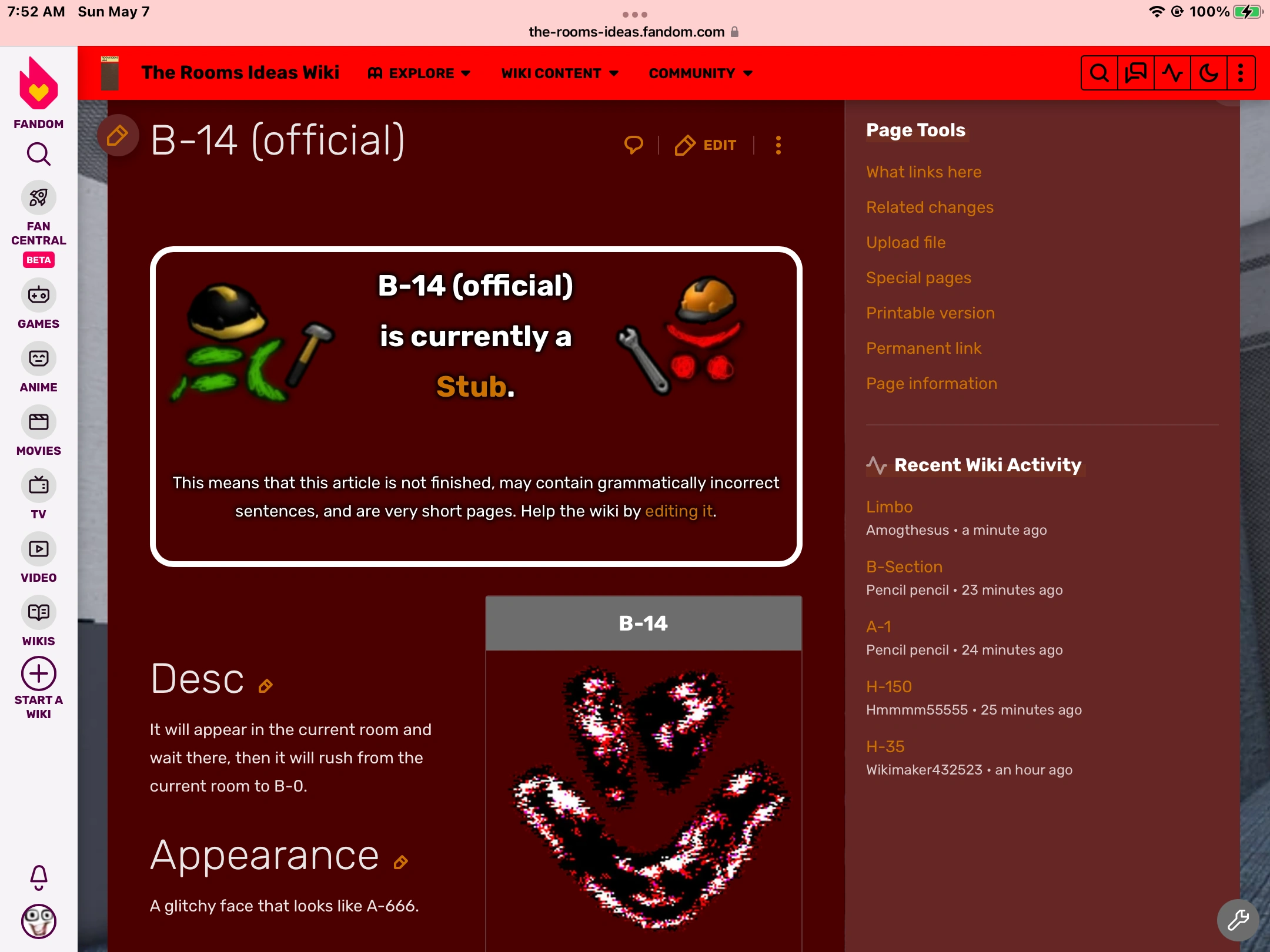 Someone vandalized my B-14 page | Fandom