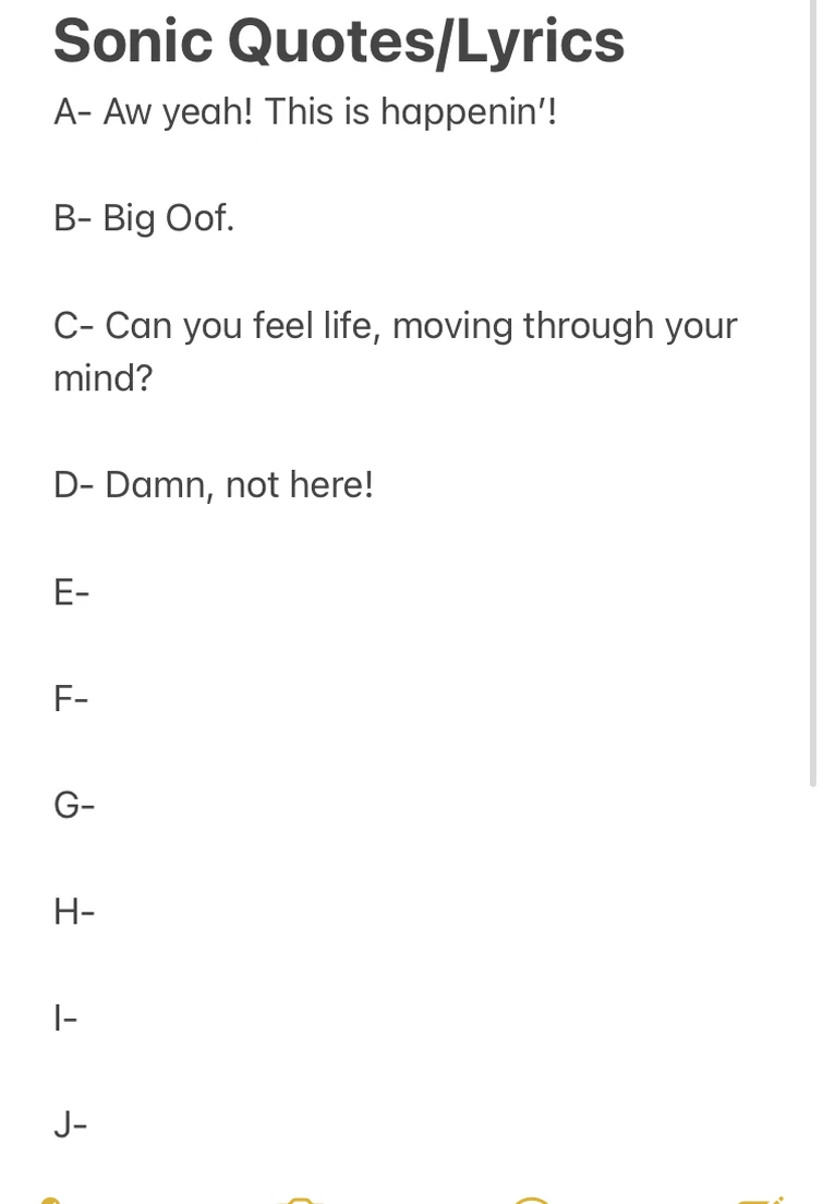 Give me a Sonic quote/lyric that starts with E and the most liked gets ...