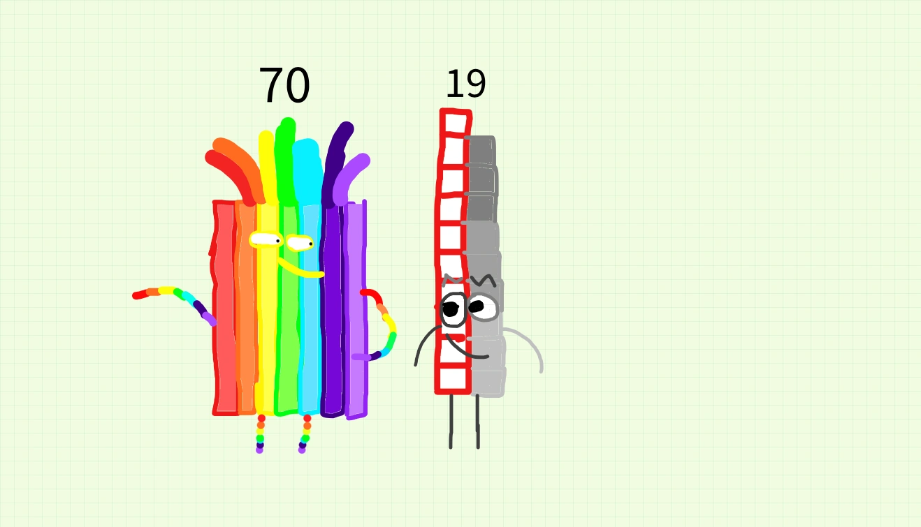 Here's Numberblock 19 meeting Numberblock 70. | Fandom