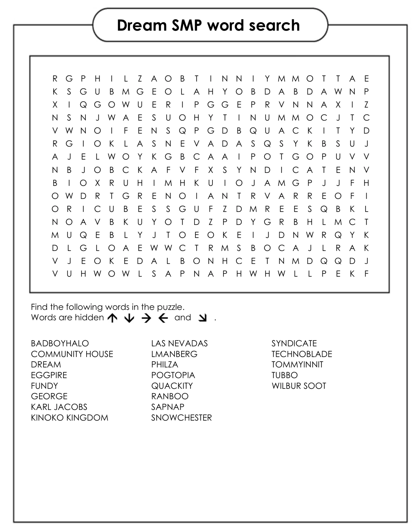 So I made a Dream SMP word search for my school newsletter. | Fandom
