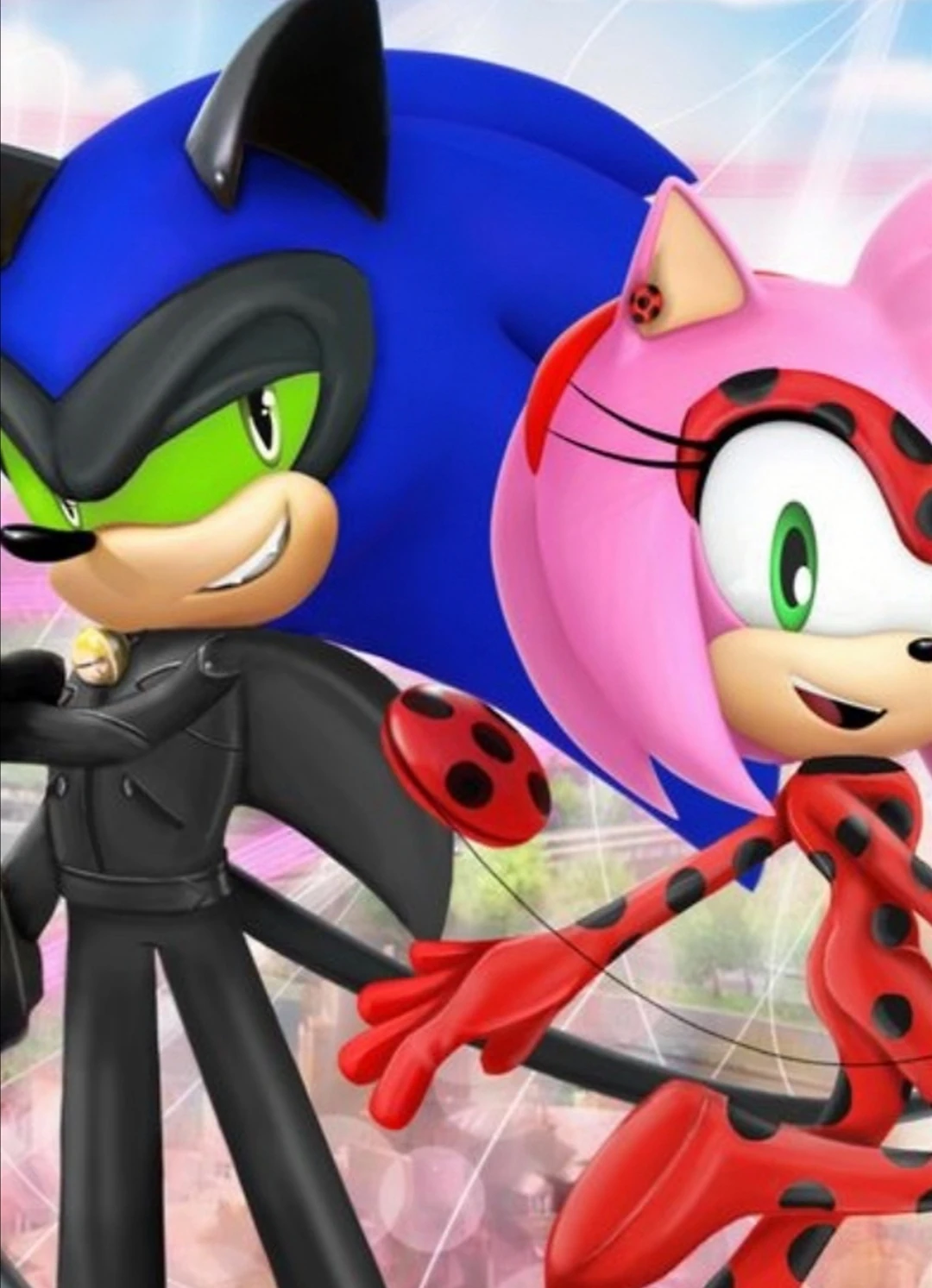 Sonic x and amy rose as adrien agreste and marineete Dupain Cheng as ...