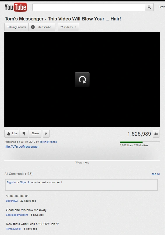 This is why talking tom disabled comments for yt | Fandom