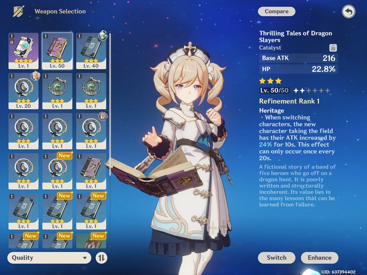 which weapon for Barbara.2? | Fandom