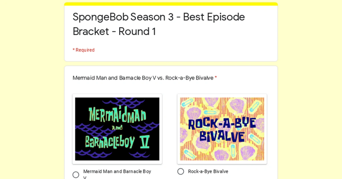 SpongeBob Season 3 - Best Episode Bracket - Round 1 | Fandom