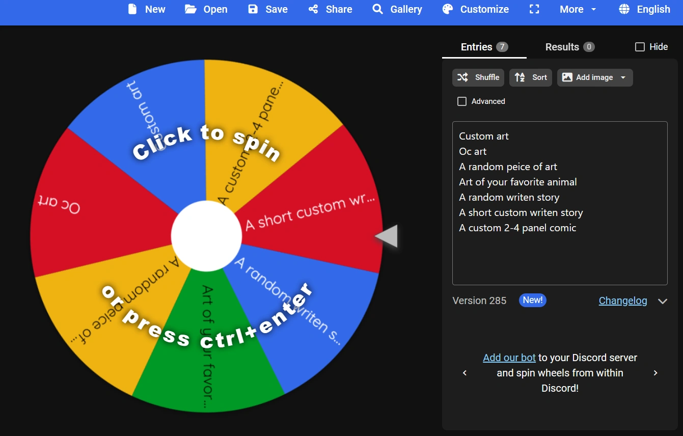 Wheel thingy | Comment for prizes I guess | Fandom