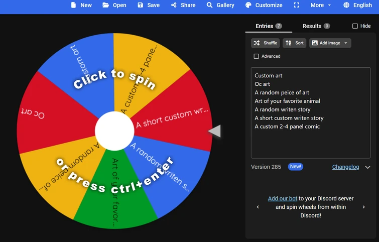Wheel thingy | Comment for prizes I guess | Fandom