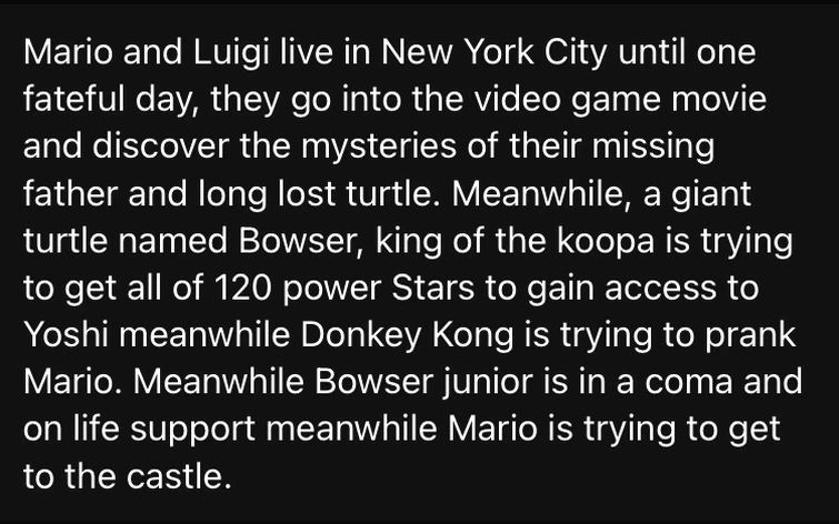 Imagine this being the actual plot of the Mario movie- | Fandom