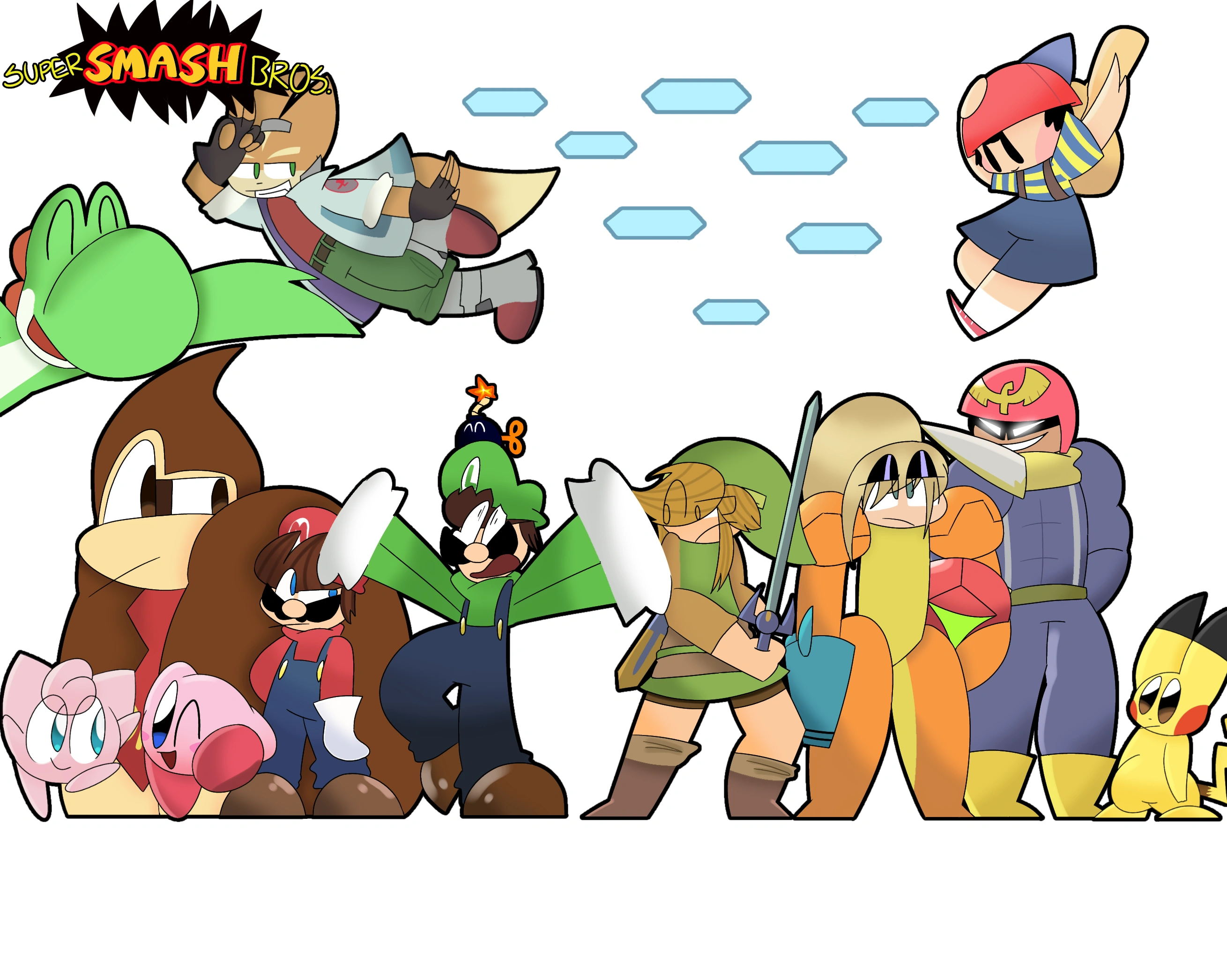 So here's the Smash Bros. 64 roster artwork I finally finished after 2 ...