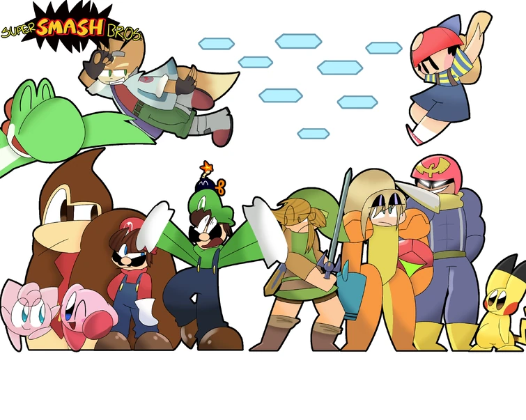 So here's the Smash Bros. 64 roster artwork I finally finished after 2 ...