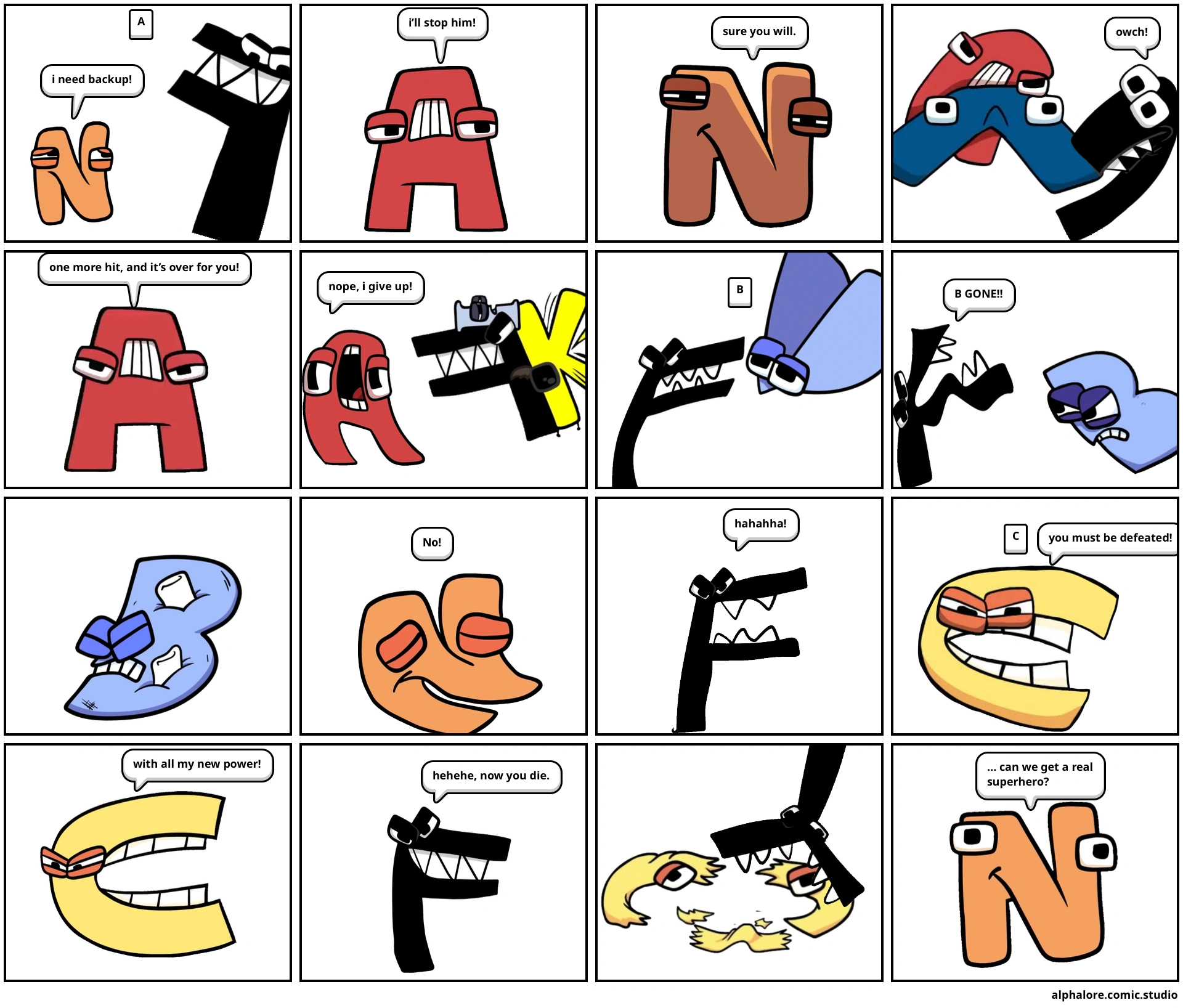 alphabet battle: part a, b and c | Fandom