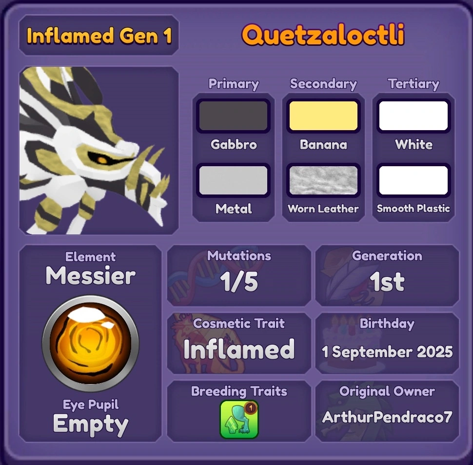 Looking to sell my Gen 1 Inflamed Quetz for 7-8Mil! OR 3 Kikis! | Fandom