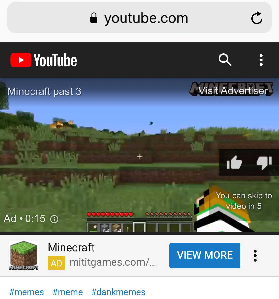?? Minecraft ads on YT vids | Fandom