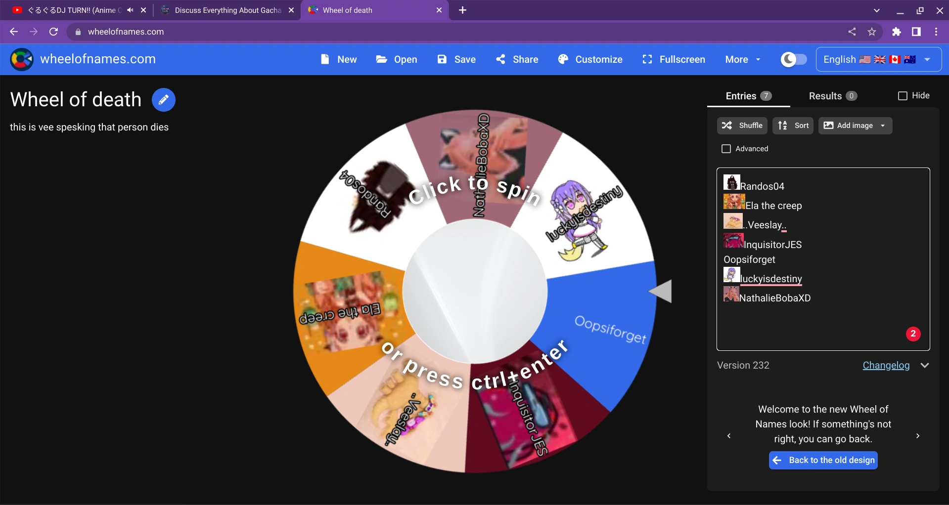 wheel of death start! | Fandom