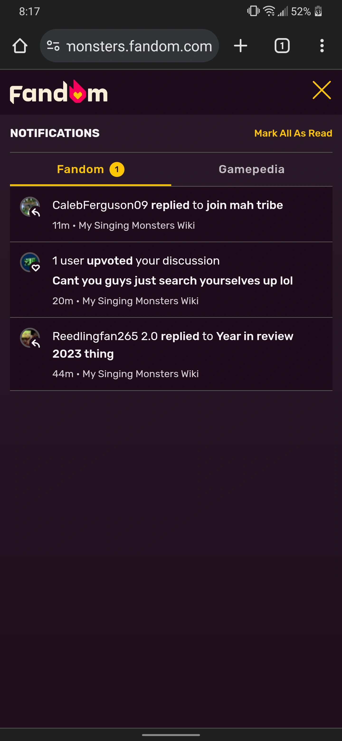 Does anyone else have glitched notifications | Fandom