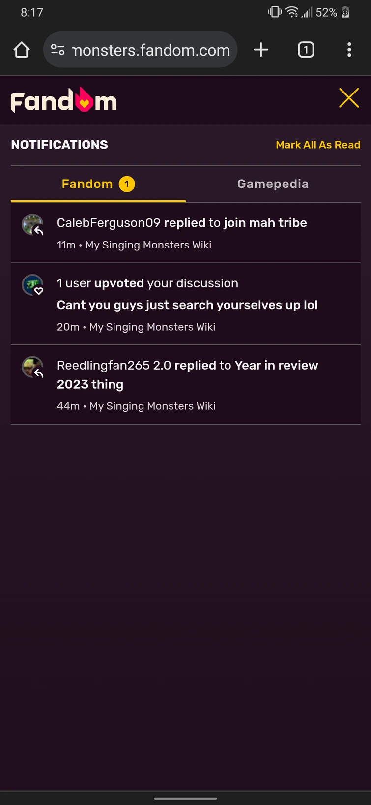 Does anyone else have glitched notifications | Fandom