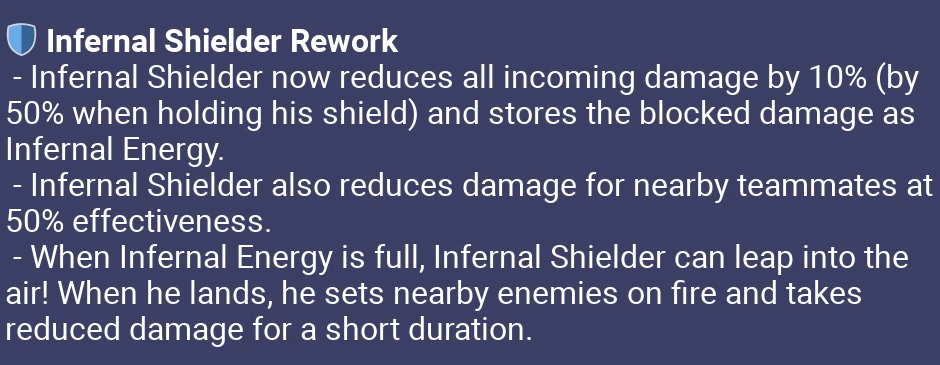 Infernal Shielder is already top number 1 kit but gets a buff cuz devs ...