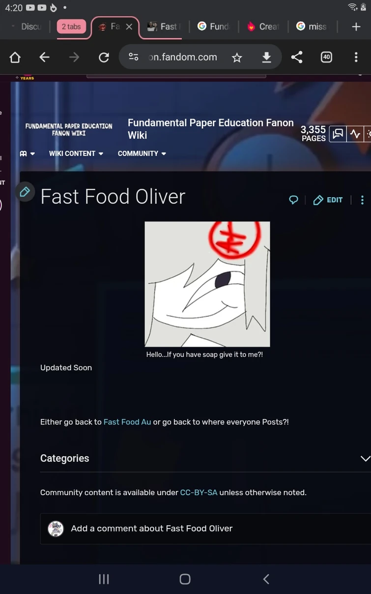 I'm not bothered doing Fast Food Oliver's Page- | Fandom