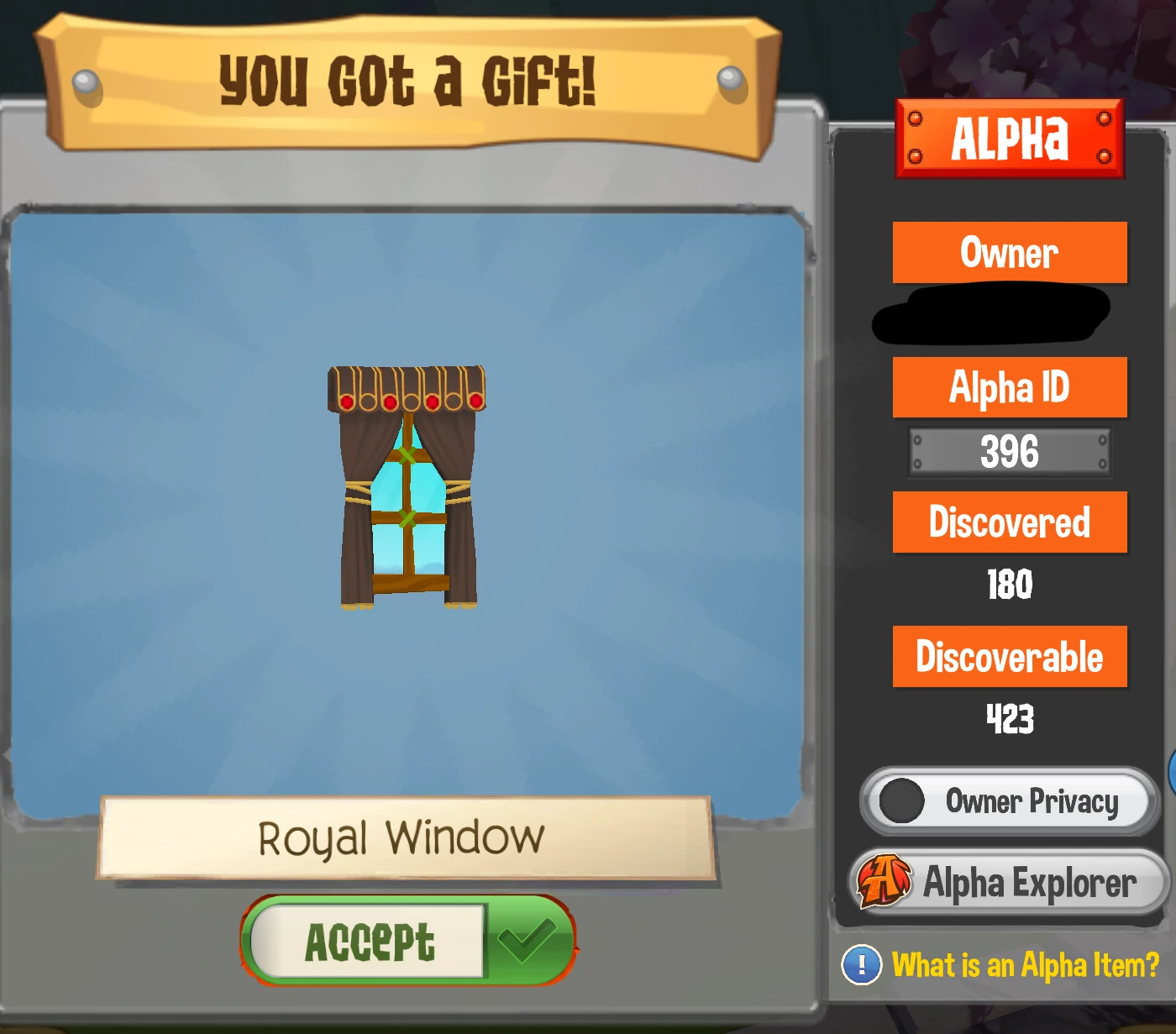 Sap/item worth of this alpha royal window? | Fandom
