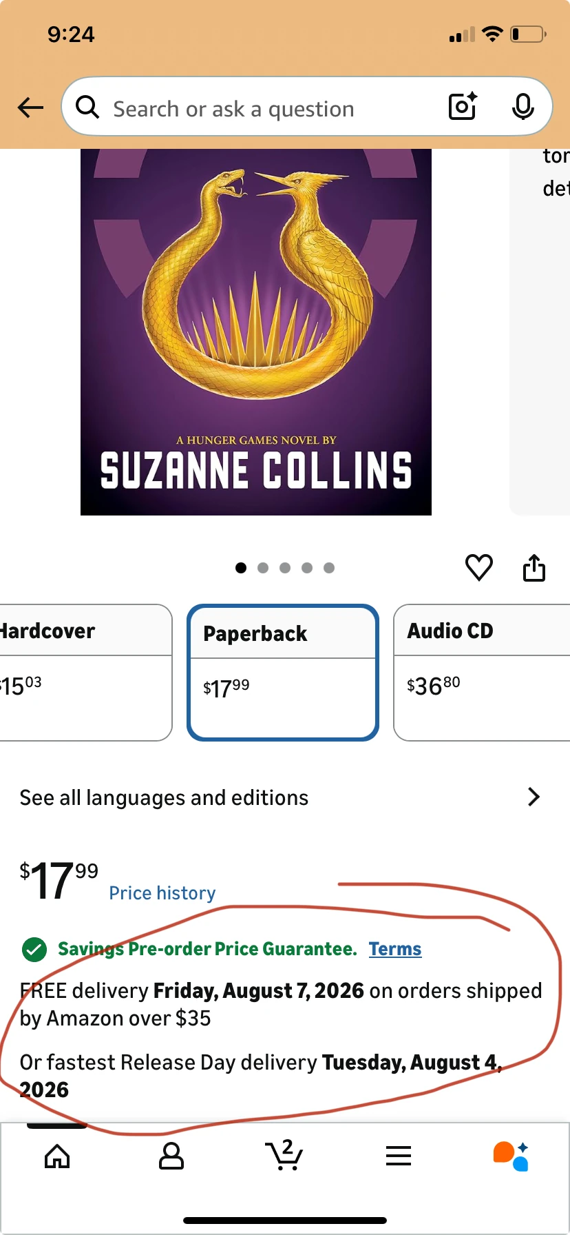 According to Amazon, SOTR paperback comes out in August 😔 | Fandom