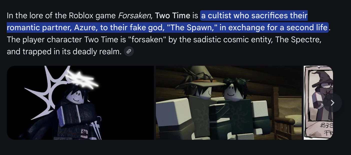Rate google ai’s summary of two time’s lore | Fandom
