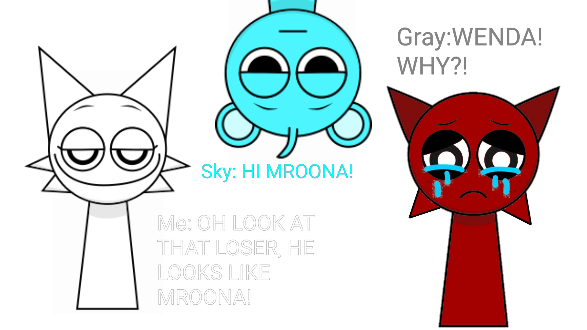 Wenda turn Gray into Me from Retake Sprunki! And Sky greeted him, but ...