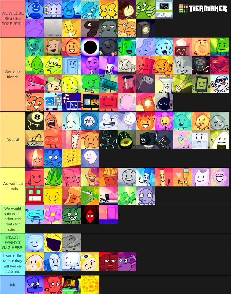 BFDI characters, based if they would be friends with me. | Fandom