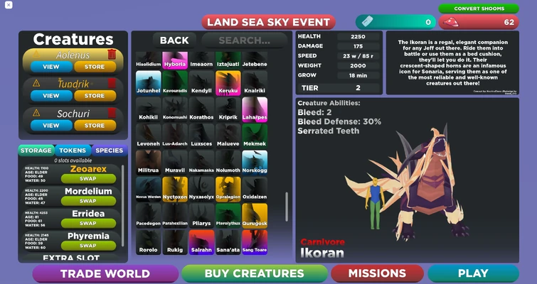 Trading gyrodus, irdegarde, and whatever other specs for creatures I ...