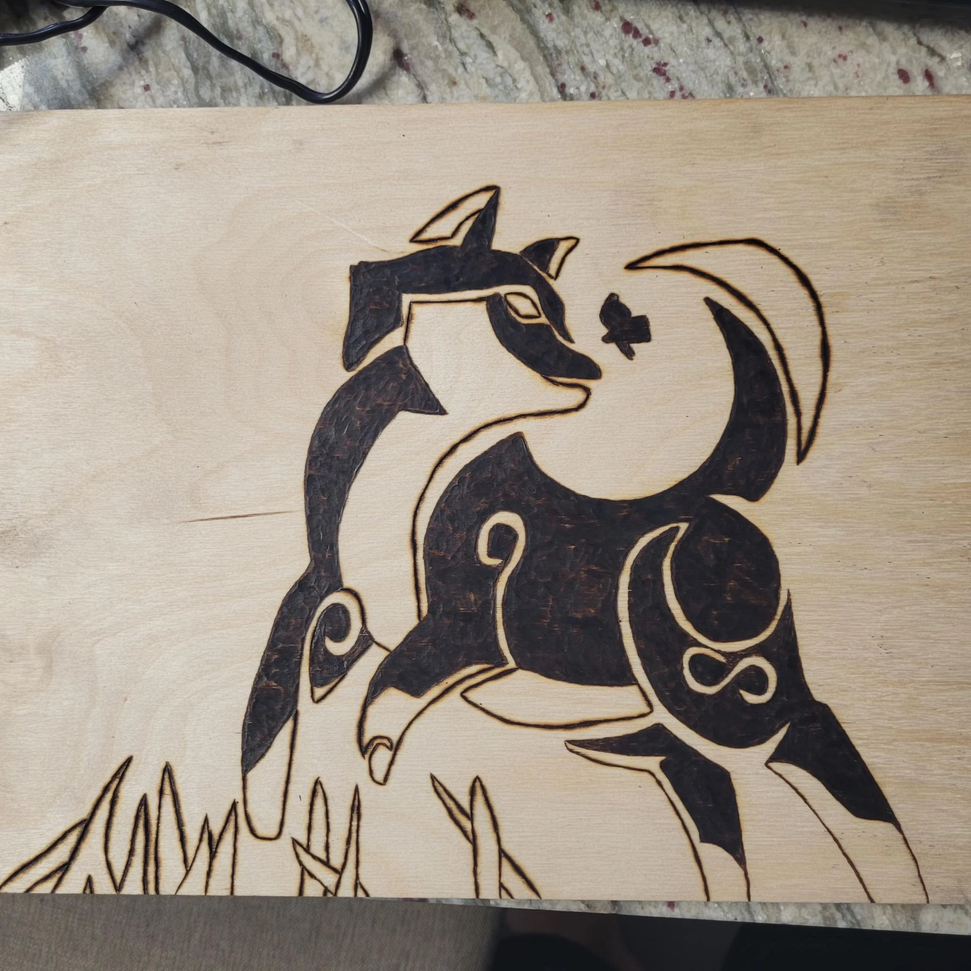 Pyrography I made of Gorou's Name tag card thing | Fandom