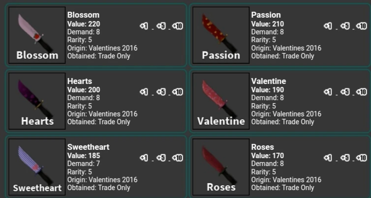 Mm2 values finally updated valentine colectibles | Fandom
