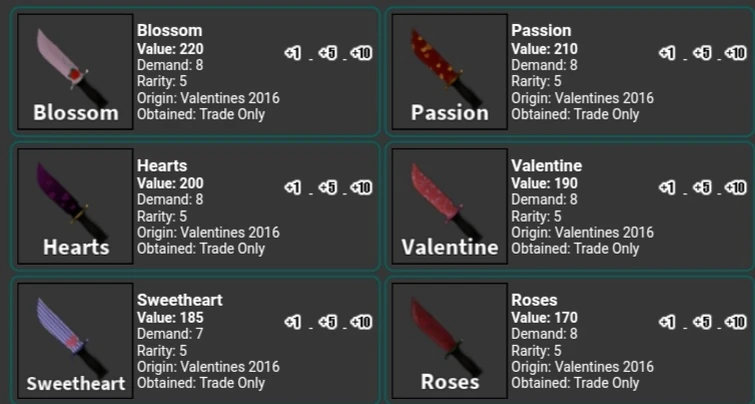 Mm2 values finally updated valentine colectibles | Fandom