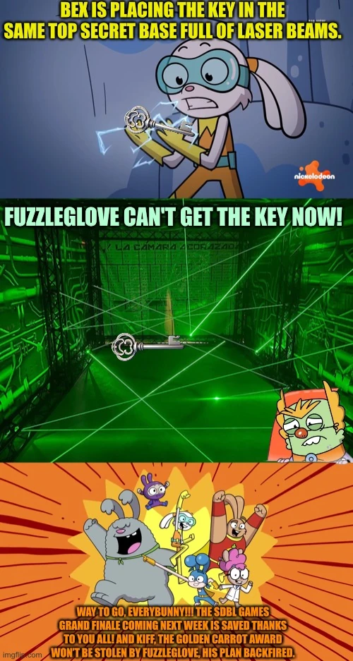 The key is in the same top secret base full of laser beams in HQ | Fandom