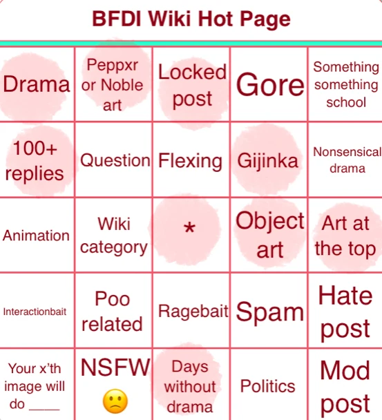 hot page bingo day 1 | Fandom