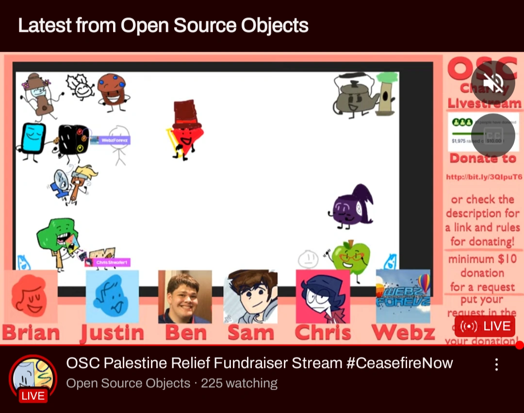 oso is currently doing a Livestream with some people who work on bfdi ...