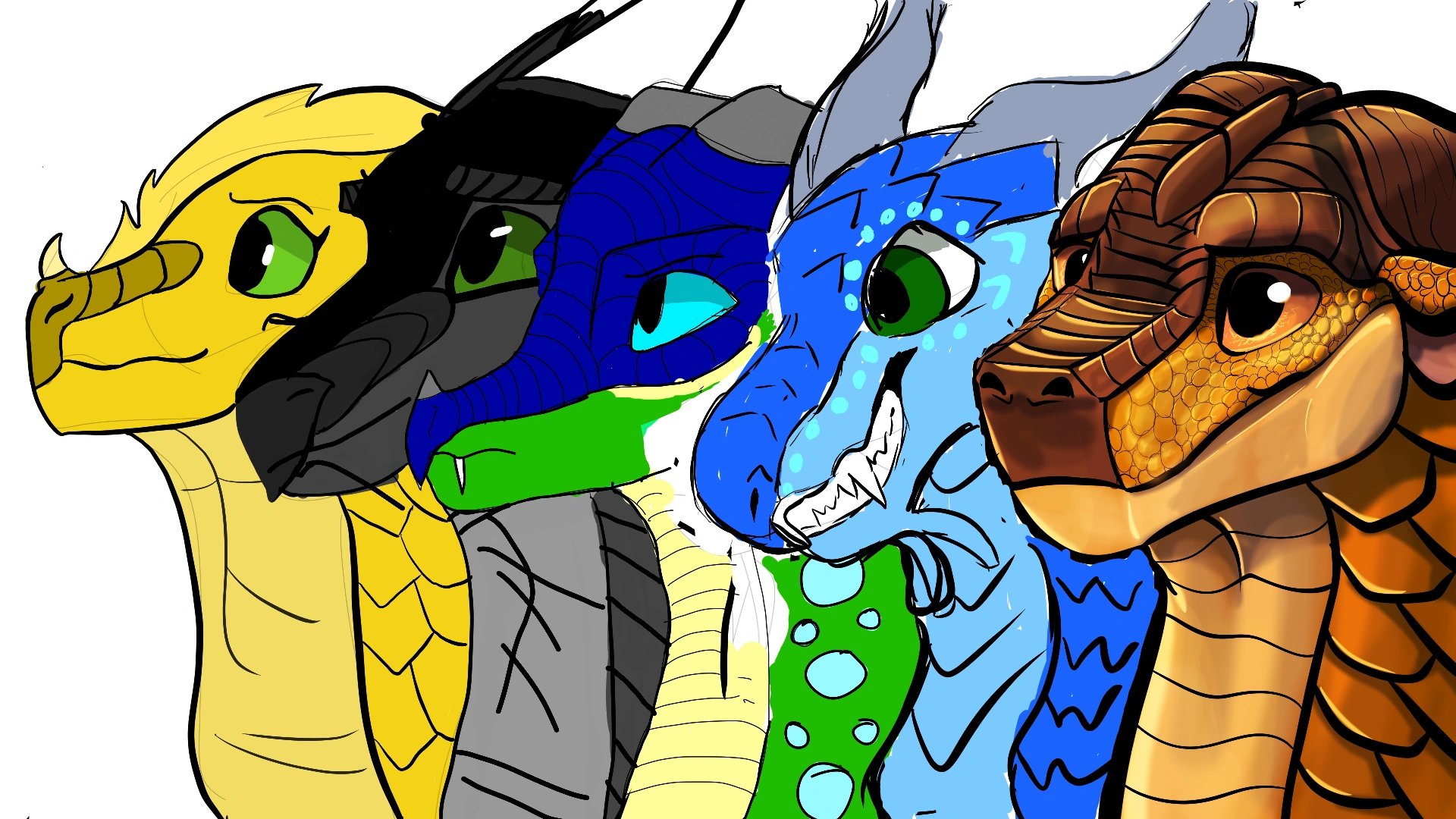 Dragonets of Destiny drawn in Aggie.io (I drew Clay and rough sketches ...