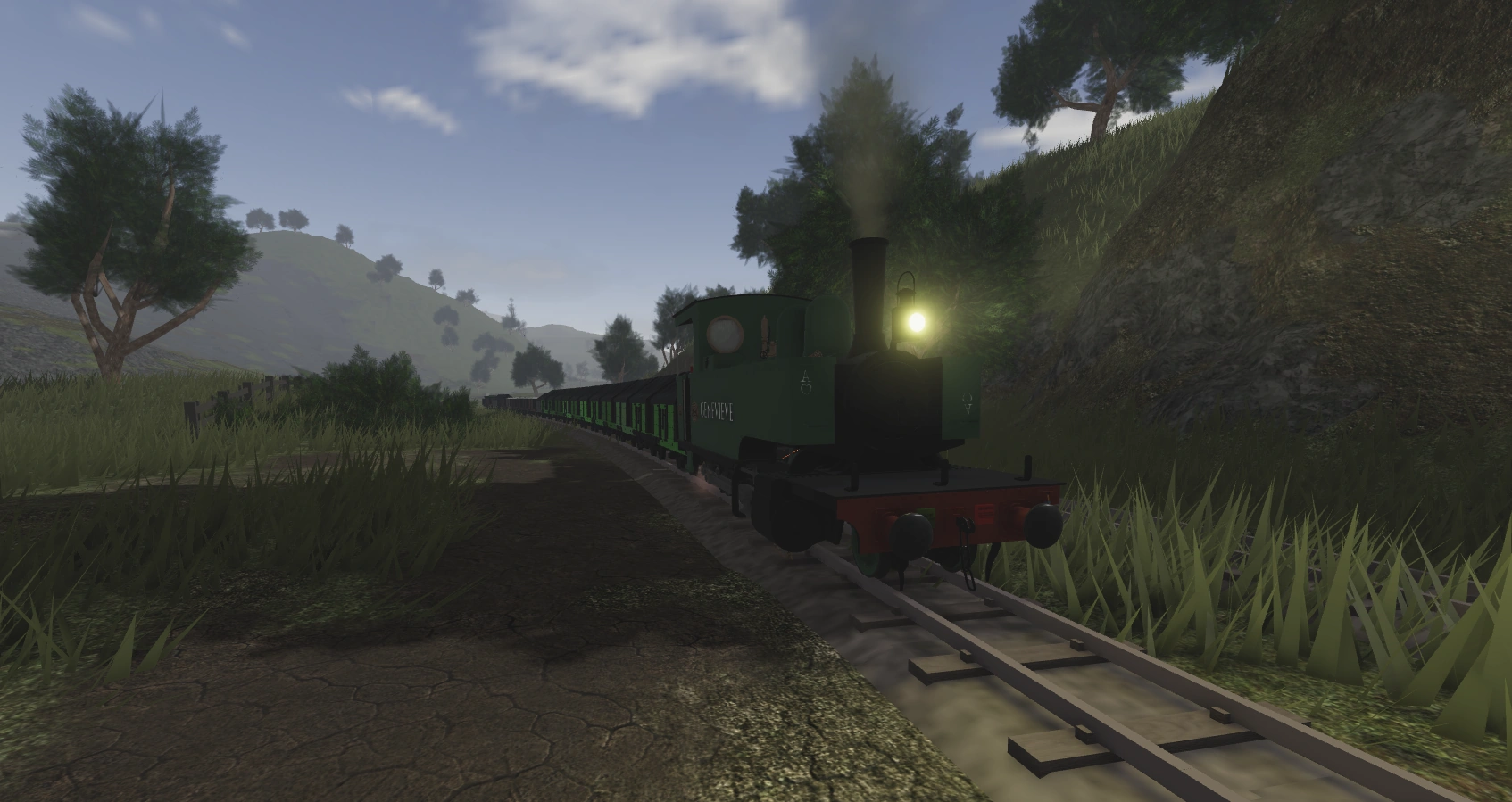 Genevieve with a long mixed limestone train (22 wagons) | Fandom