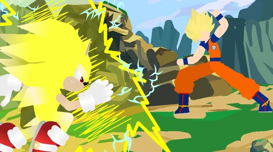 Son-Goku (Super-Saiyan) Vs. Super Sonic (Sticknodes.) | Fandom