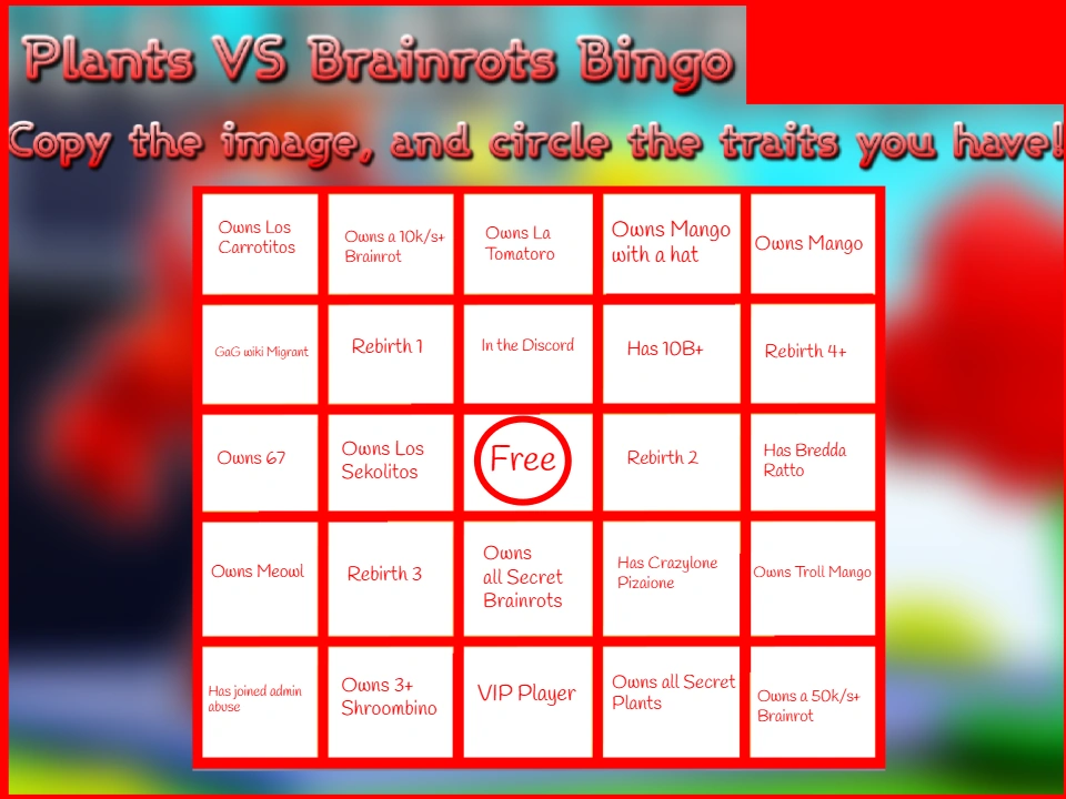 Plants VS Brainrots | Bingo 1 | Fandom