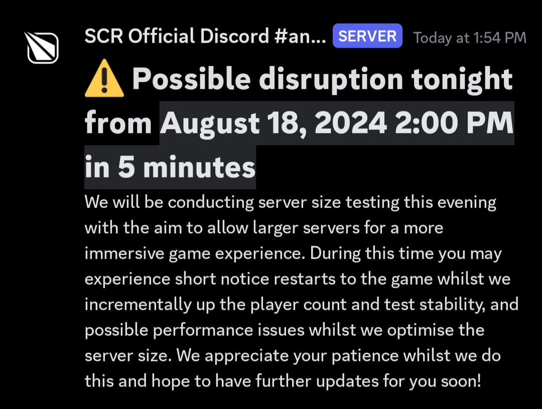 Game Disruption Advisory - 18 August 2024 | Fandom