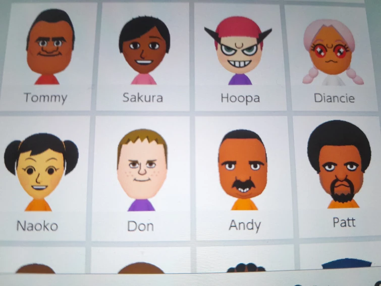 My miis that i have on my switch, and can u find the odd color of a wii ...